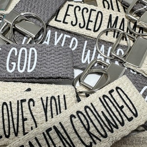 Christian Keychain, Cotton Keyfob, Wristlet Keychain, God is Good, Walk ...