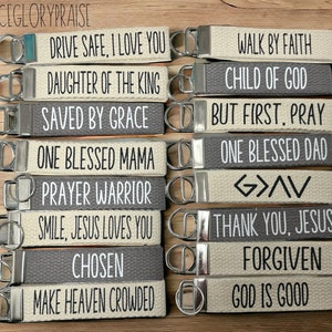 Christian Keychain, Cotton Keyfob, Wristlet Keychain, God is Good, Walk ...