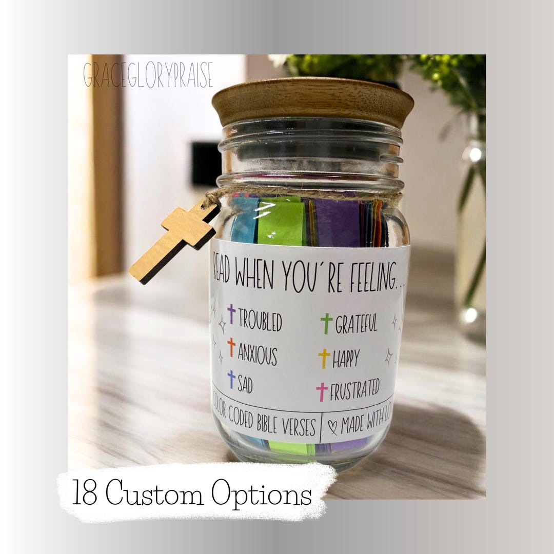 Bible Verse Jar, Christian Affirmation, Read Me When Jar, Color-coded ...