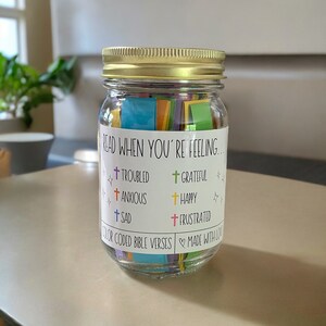 Bible Verse Jar, Christian Affirmation, Read Me When Jar, Color-coded ...
