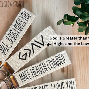 Christian Keychain, Cotton Keyfob, Wristlet Keychain, God is Good, Walk ...