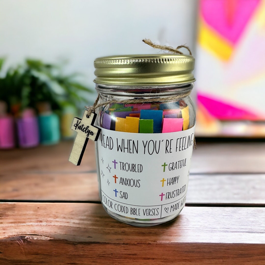 Bible Verse Jar, Christian Affirmation, Read Me When Jar, Color-coded ...