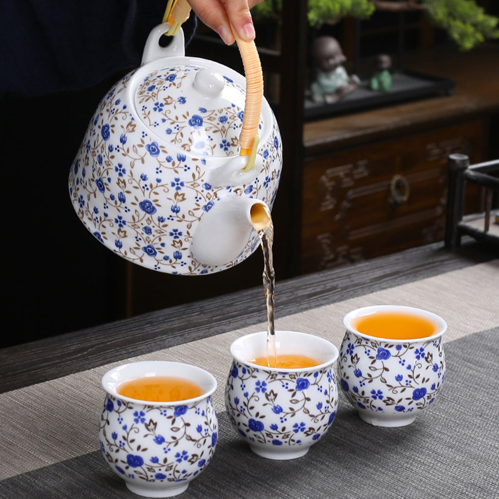 Ceramic Teapot Ceramic Tea Set Modern Kung Fu Tea Set Anti-scald Double ...