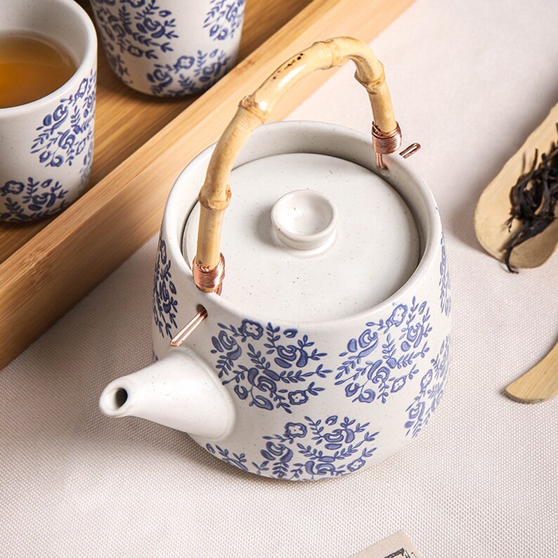 Simple Blue and White Ceramic Tea Set Kung Fu Tea Set Retro Tea Set Tea ...