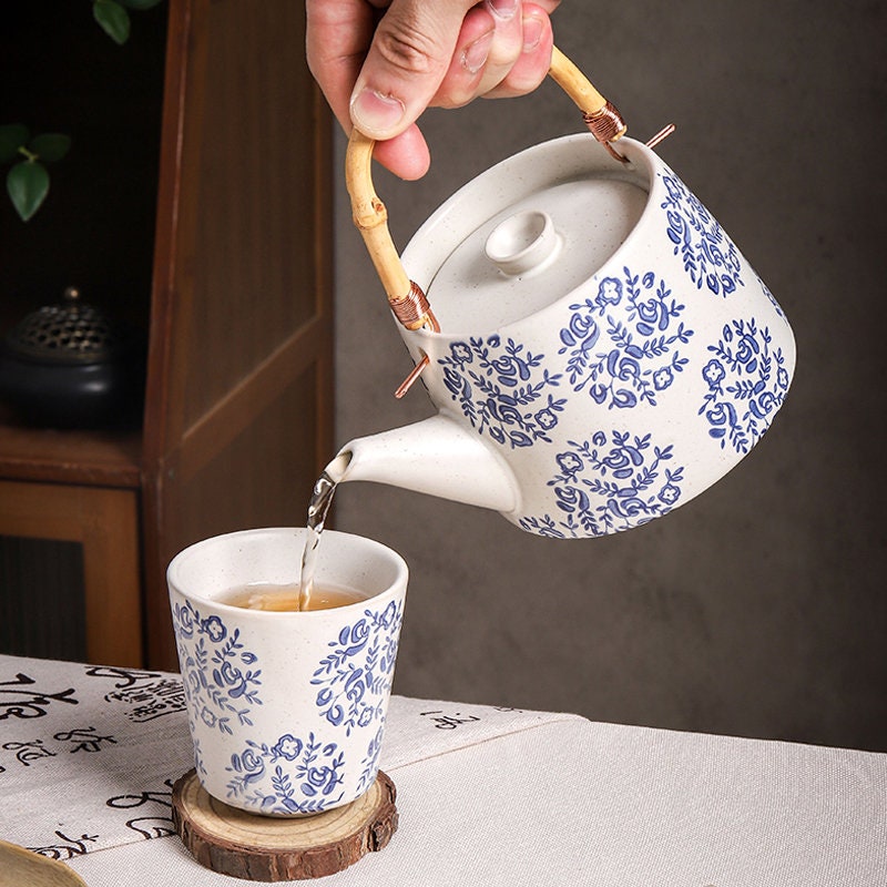 Simple Blue and White Ceramic Tea Set Kung Fu Tea Set Retro Tea Set Tea ...
