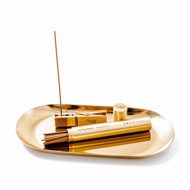 Handcrafted Incense Set, Natural Sticks, Brass Holder, Bamboo Box ...