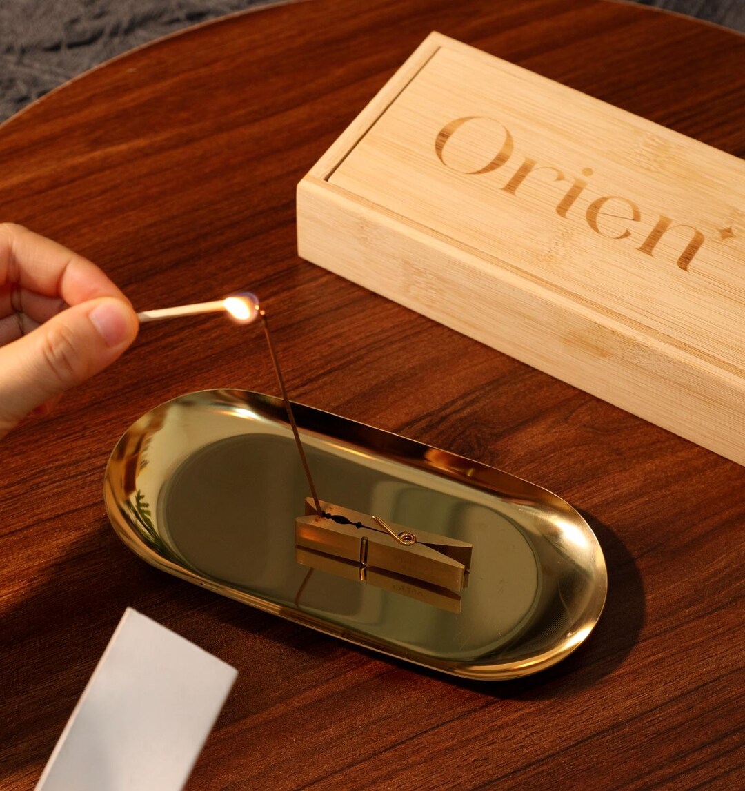 Handcrafted Incense Set, Natural Sticks, Brass Holder, Bamboo Box ...