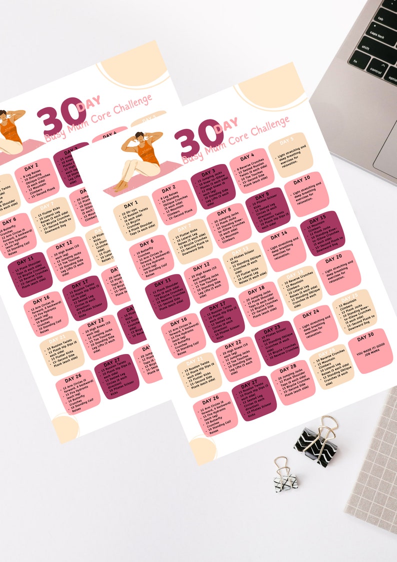 30 Day Busy Mom Core Challenge Printable Easy to Use, No Equipment ...