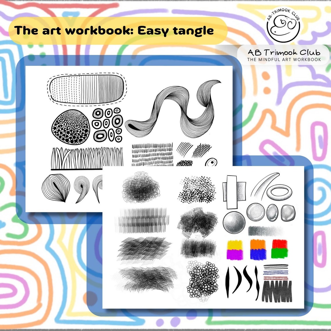 Easy Tangle Doodles, Worksheet for Everyone, Mindfulness Zentangle ...