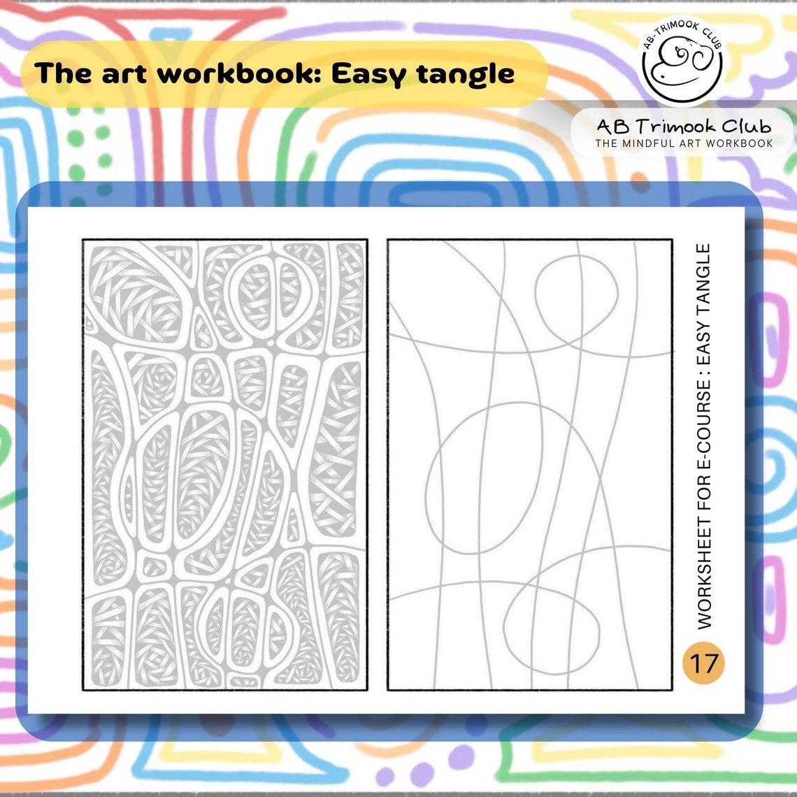 Easy Tangle Doodles, Worksheet for Everyone, Mindfulness Zentangle ...