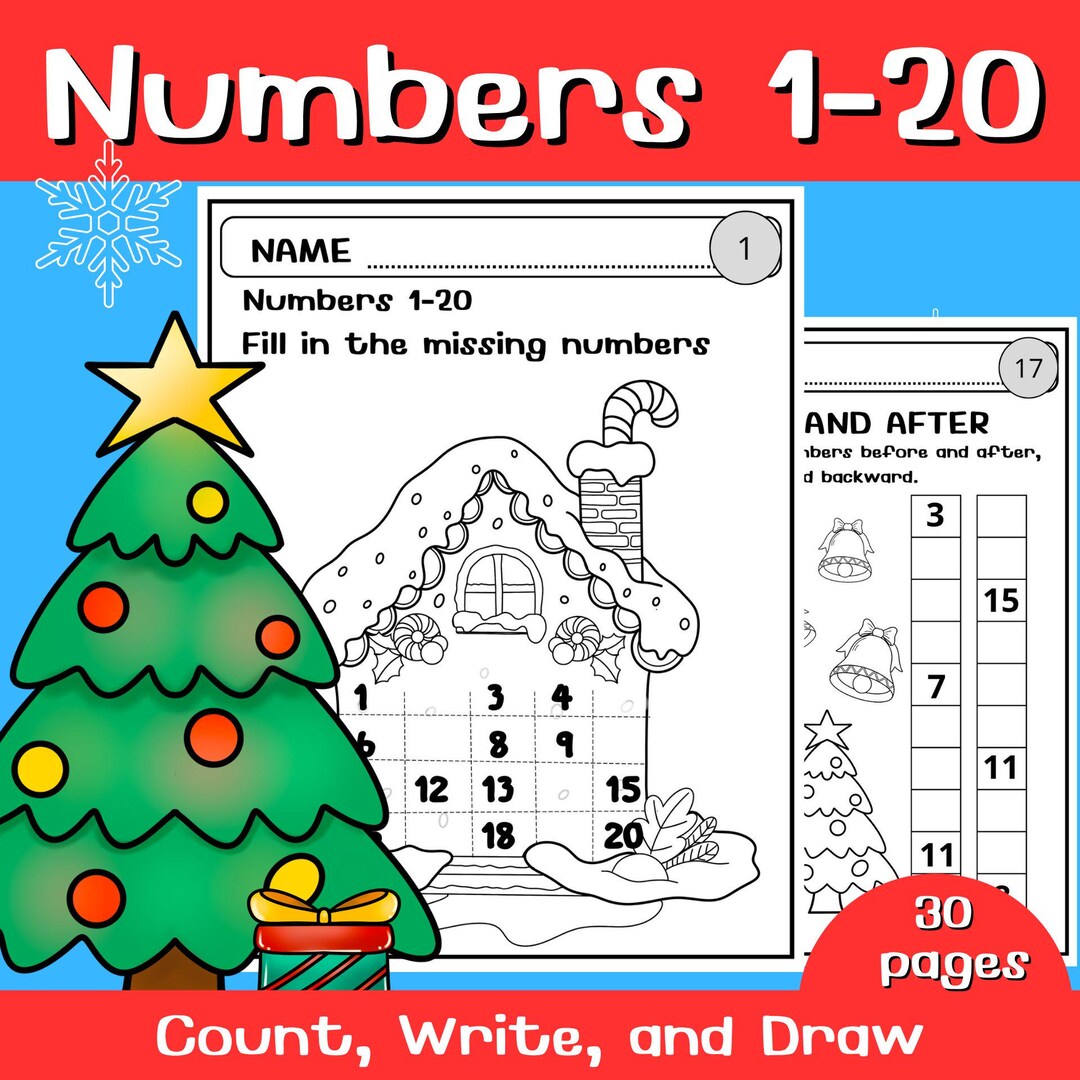 Numbers 1-20 Fun Practice Worksheets, Christmas Number Sense and ...