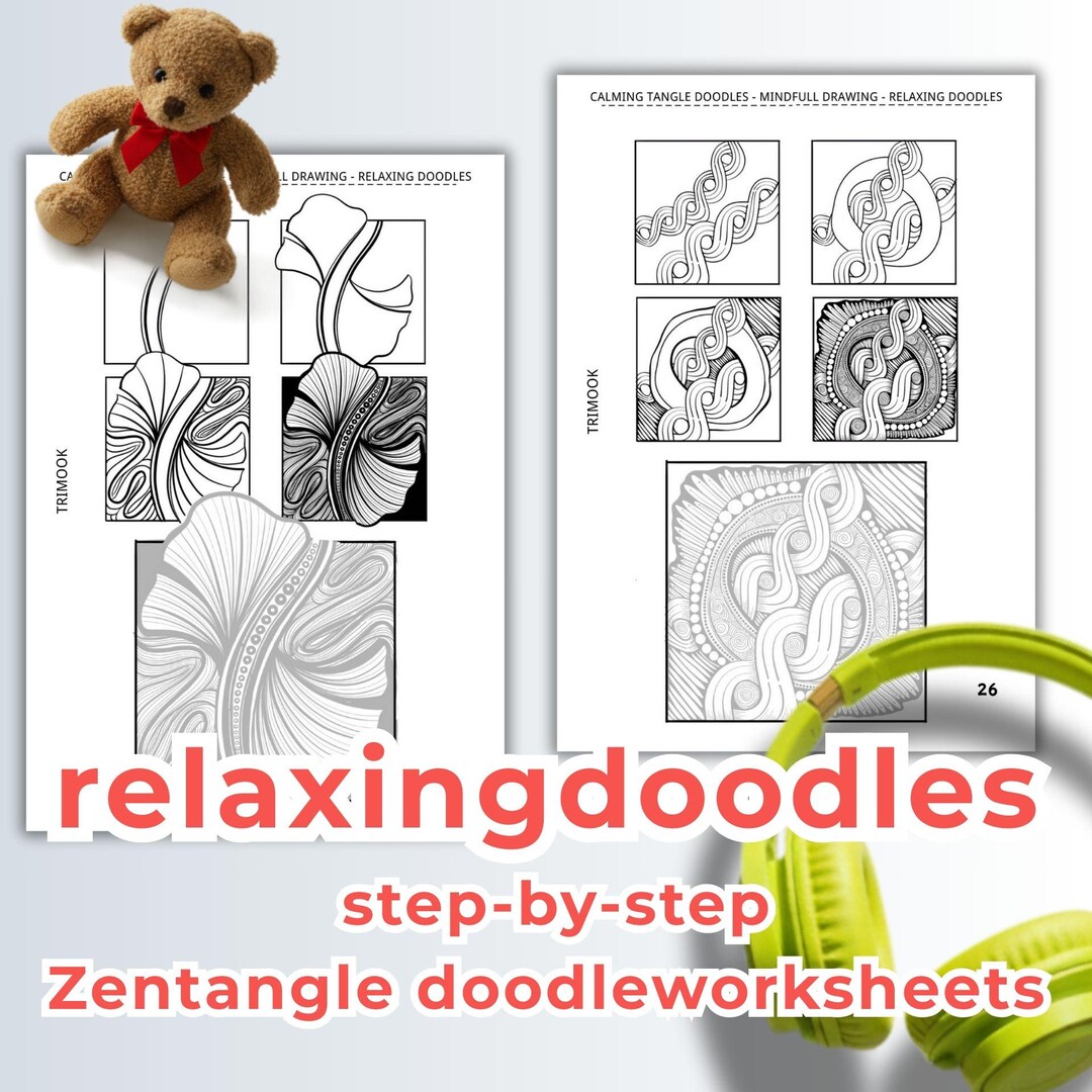 Zentangle Doodle Worksheets: Relaxing Art, Mindfulness Practice ...