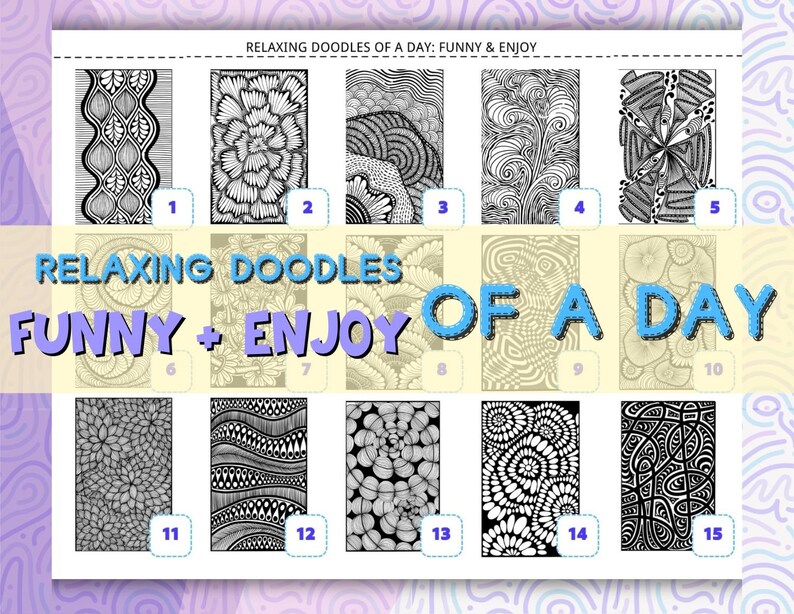 Easy Relaxing Doodle of a Day Worksheet : Funny and Enjoy, Trace, Draw ...