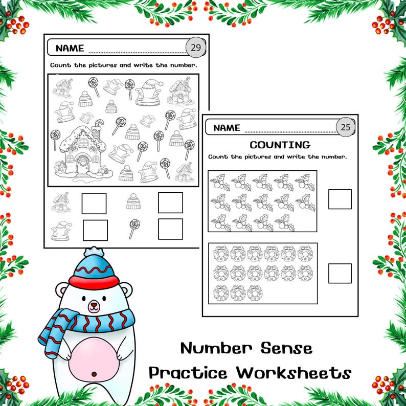 Numbers 1-20 Fun Practice Worksheets, Christmas Number Sense and ...