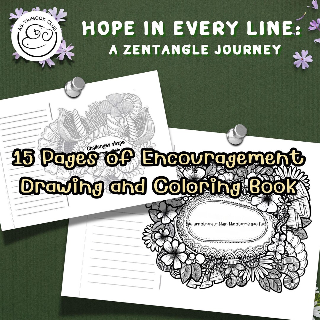 Zentangle Worksheet: Hope in Every Line Coloring Book for Relaxation - Etsy