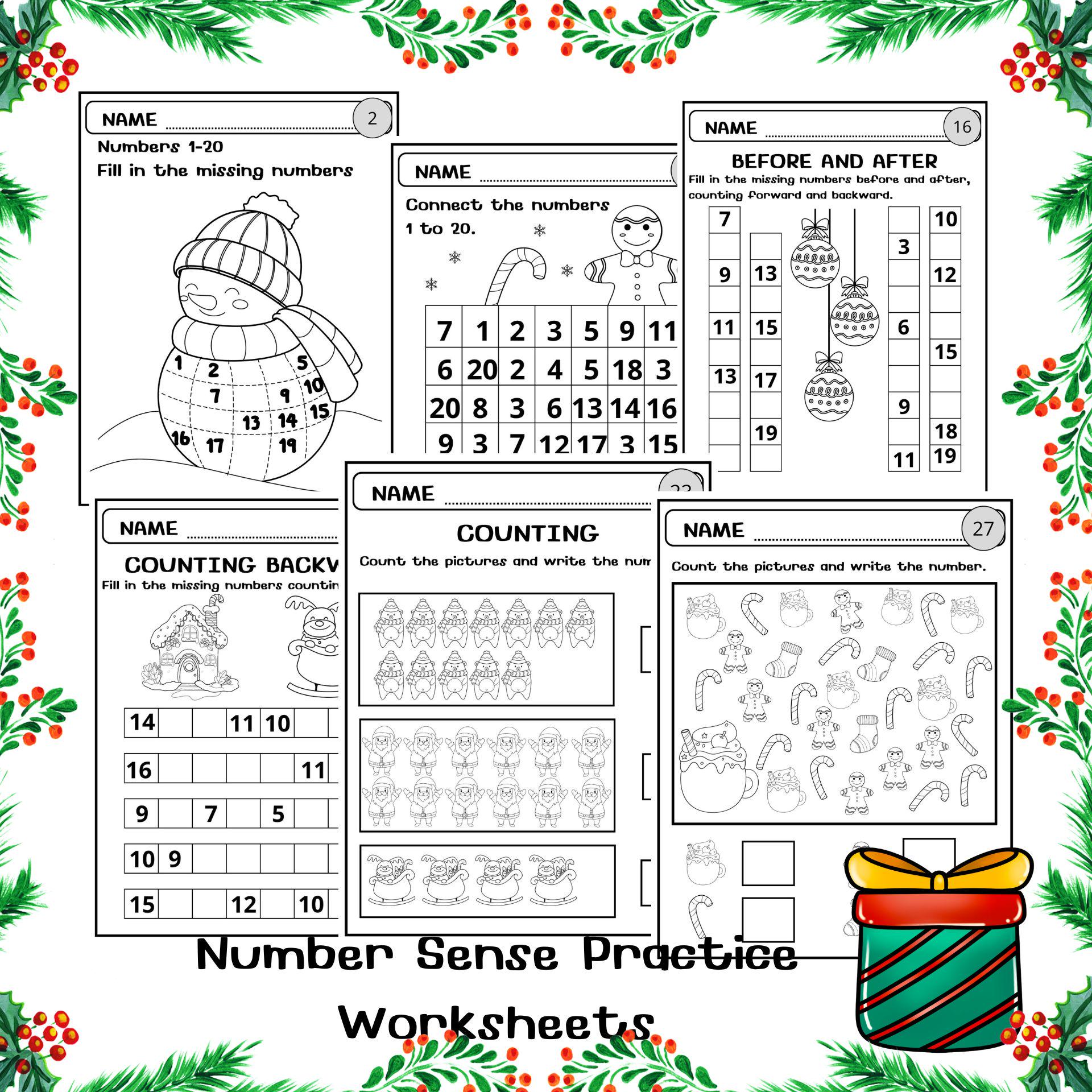 Numbers 1-20 Fun Practice Worksheets, Christmas Number Sense and ...