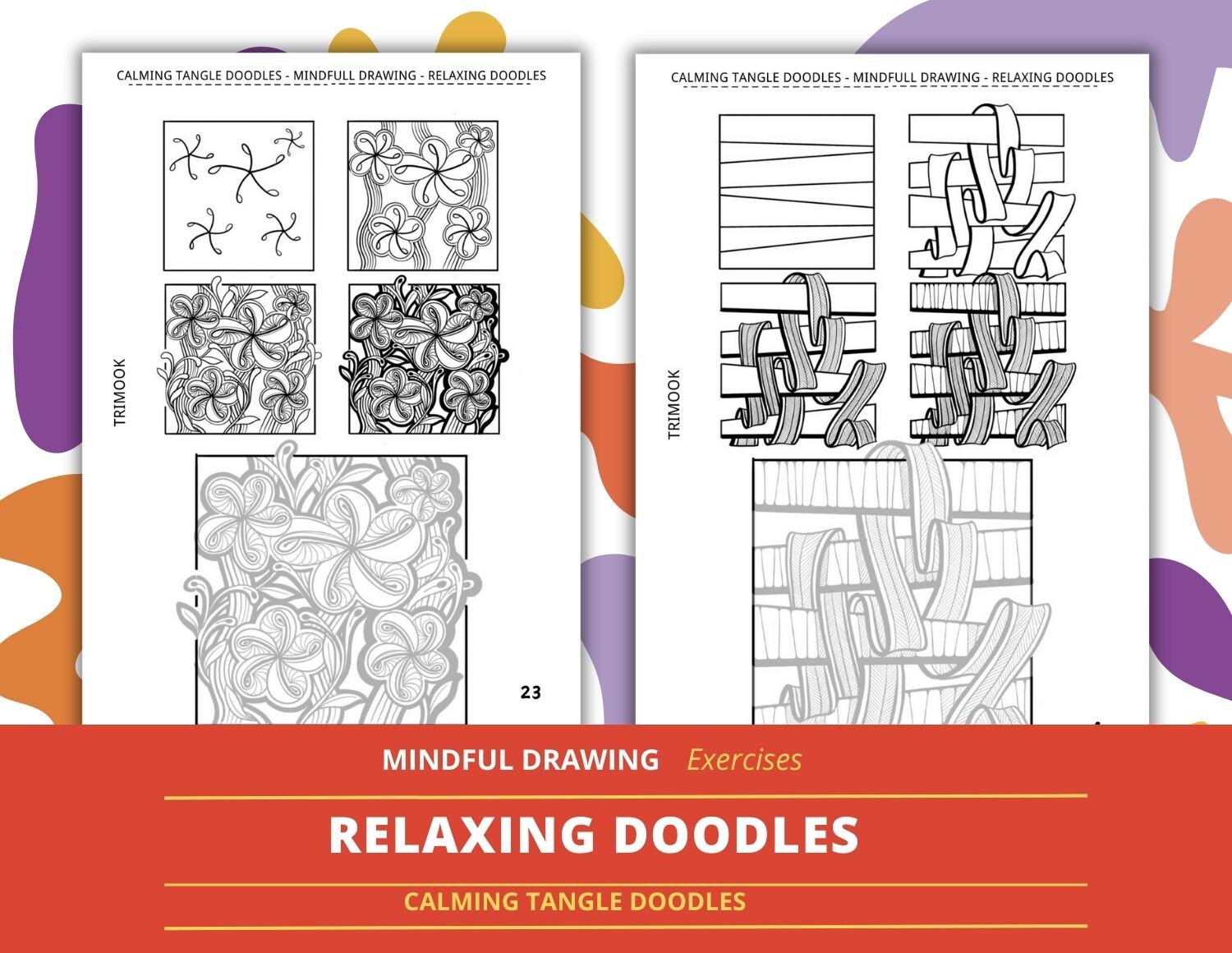 Relaxing Zentangle Doodle for Tracing, Mindfulness Art, Zentangle ...