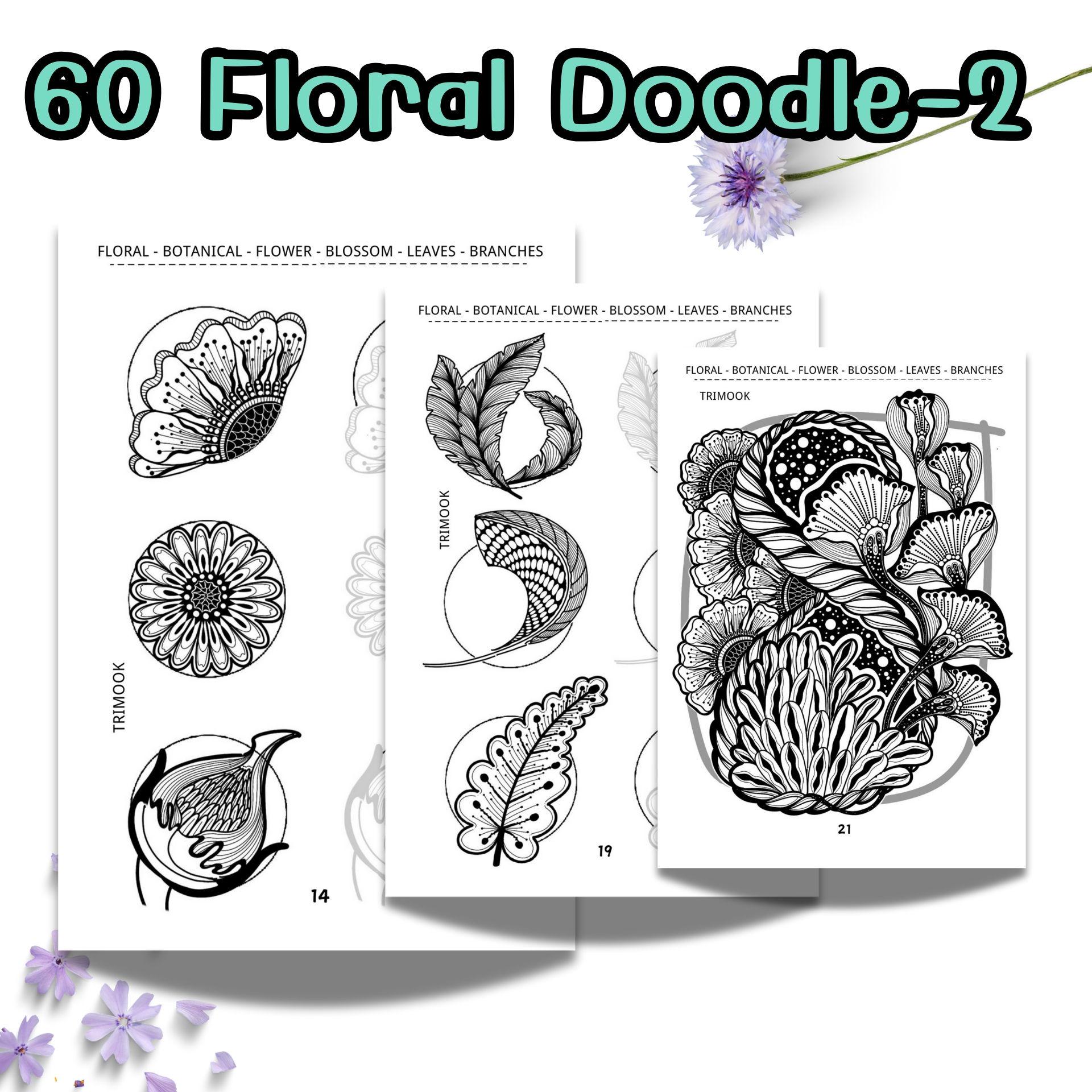 Floral Zentangle Printable Worksheet Vol 1&2, Beginner Doodle Art PDF ...