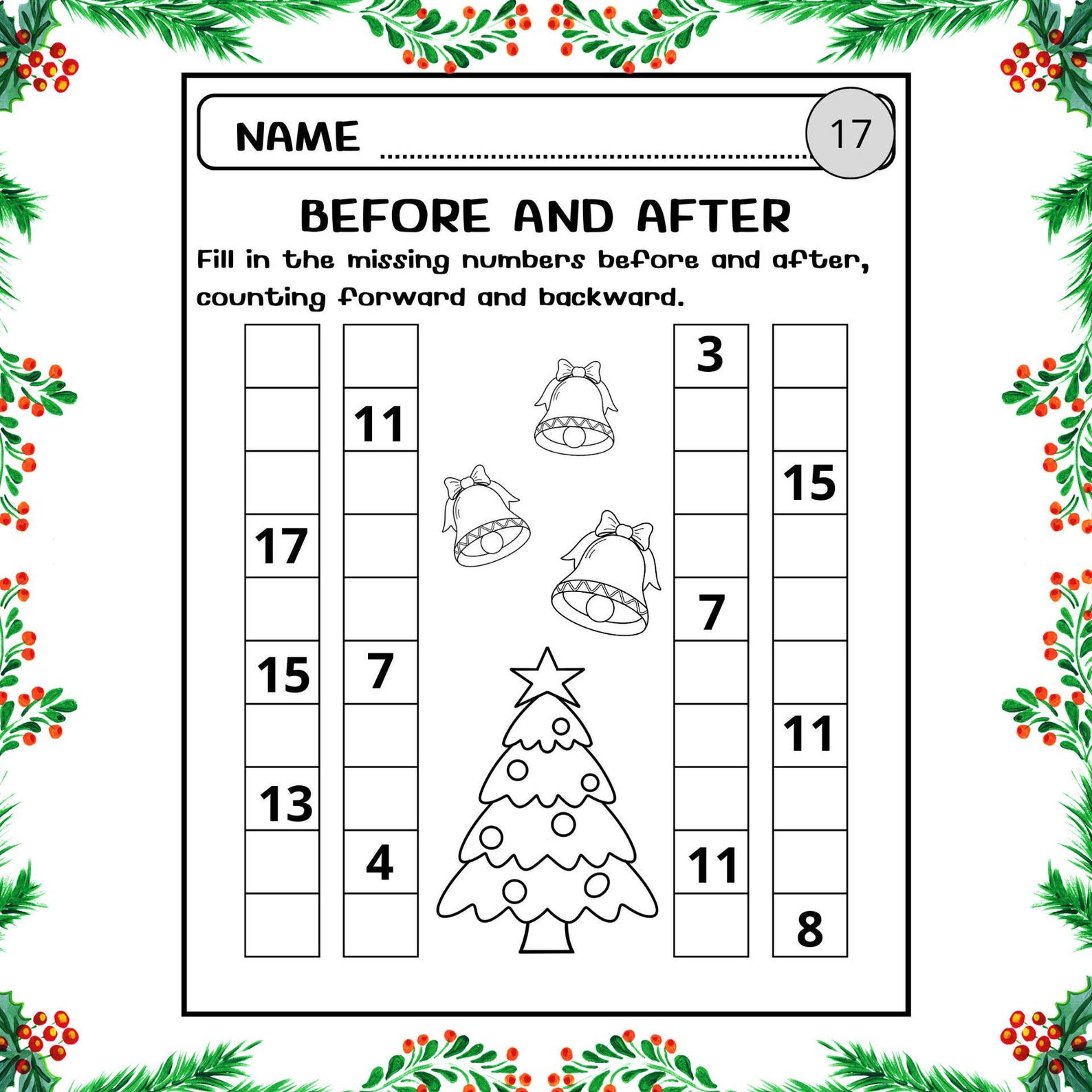 Numbers 1-20 Fun Practice Worksheets, Christmas Number Sense and ...