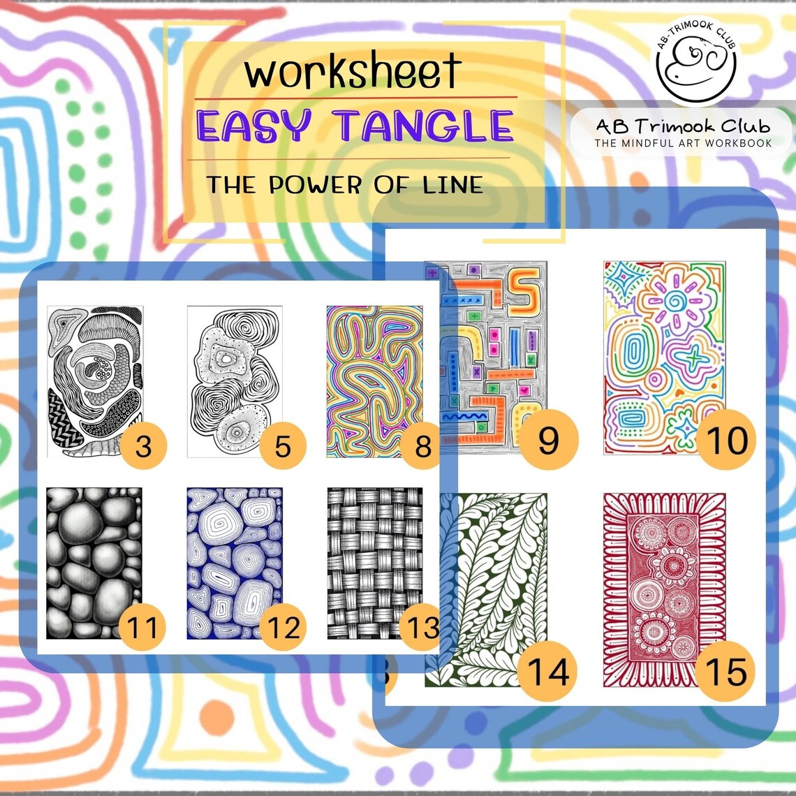 Easy Tangle Doodles, Worksheet for Everyone, Mindfulness Zentangle ...