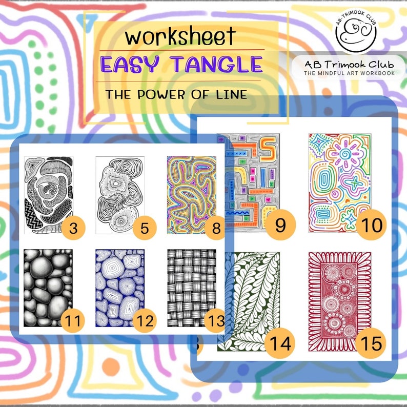 Easy Tangle Doodles, Worksheet for Everyone, Mindfulness Zentangle ...