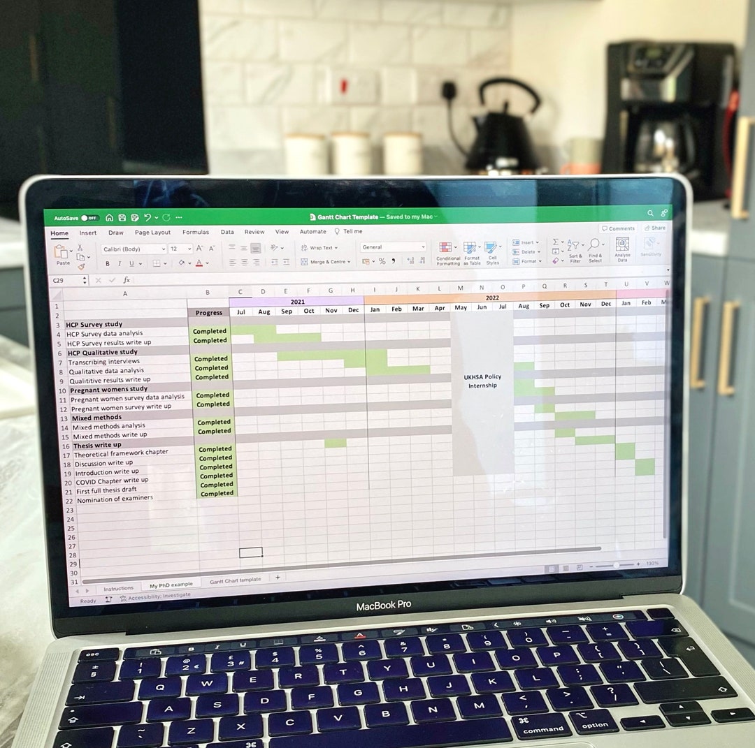 Study Gantt Chart Template - Etsy