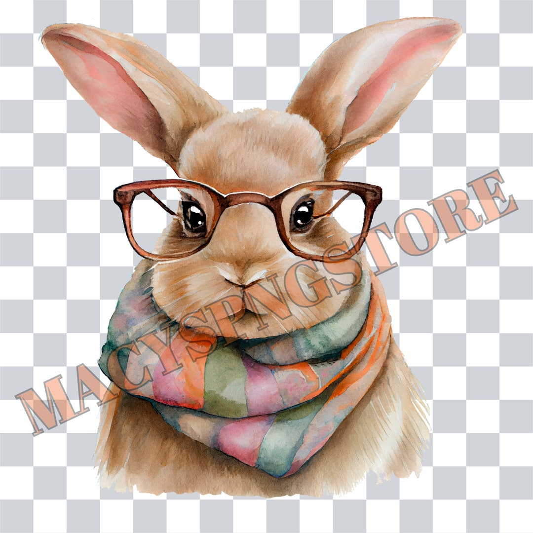 Easter Bunny With Glasses PNG, Cute Rabbit SVG-JPG - Etsy