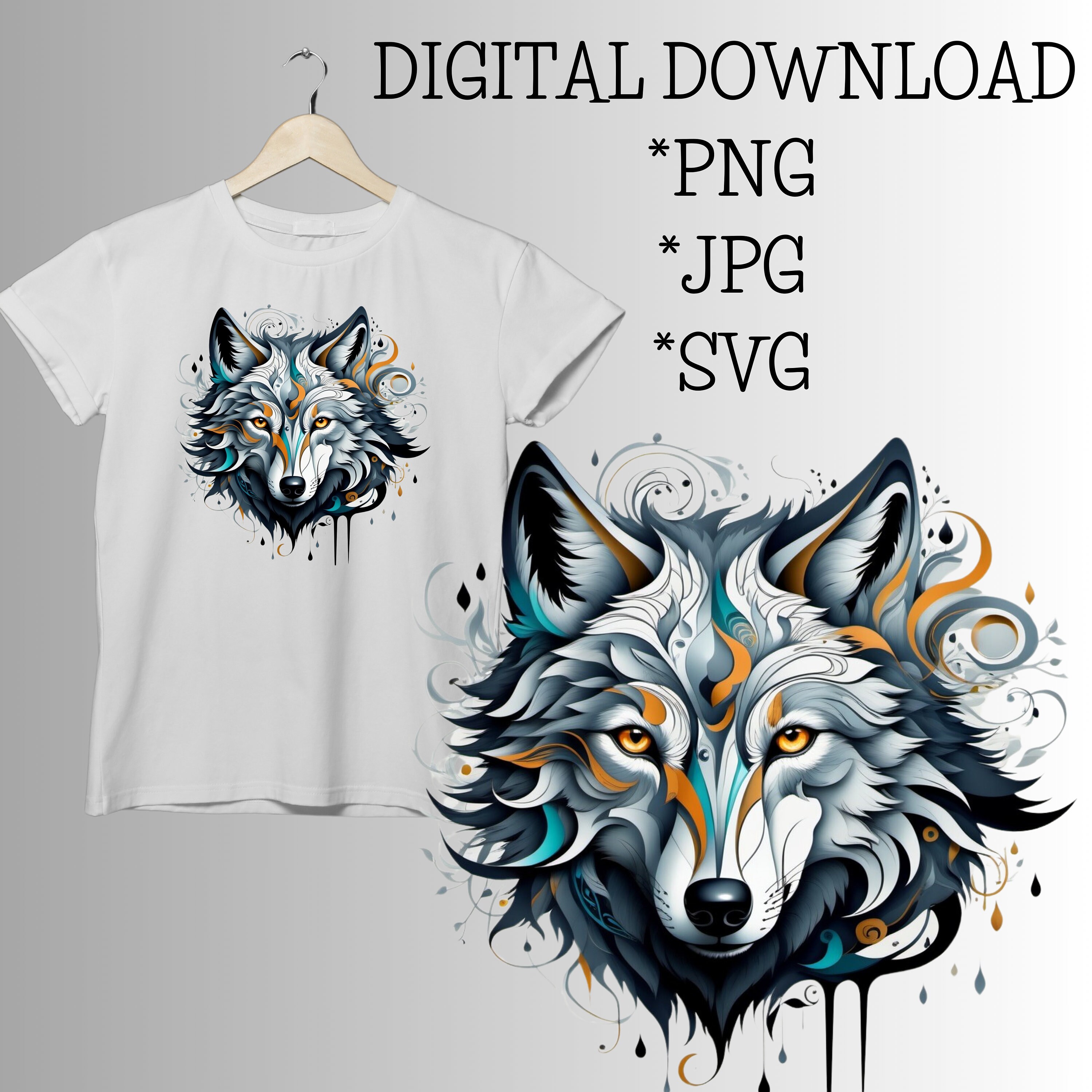 Wolf With Colors PNG, Colorful Animal SVG,JPG - Etsy