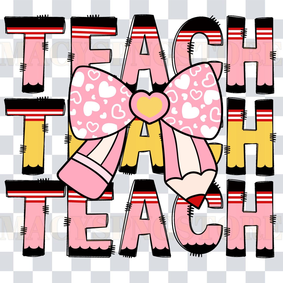 Teach Coquette PNG, Teacher Gift SVG, Teacher Pencil Bow PNG, Shirt ...