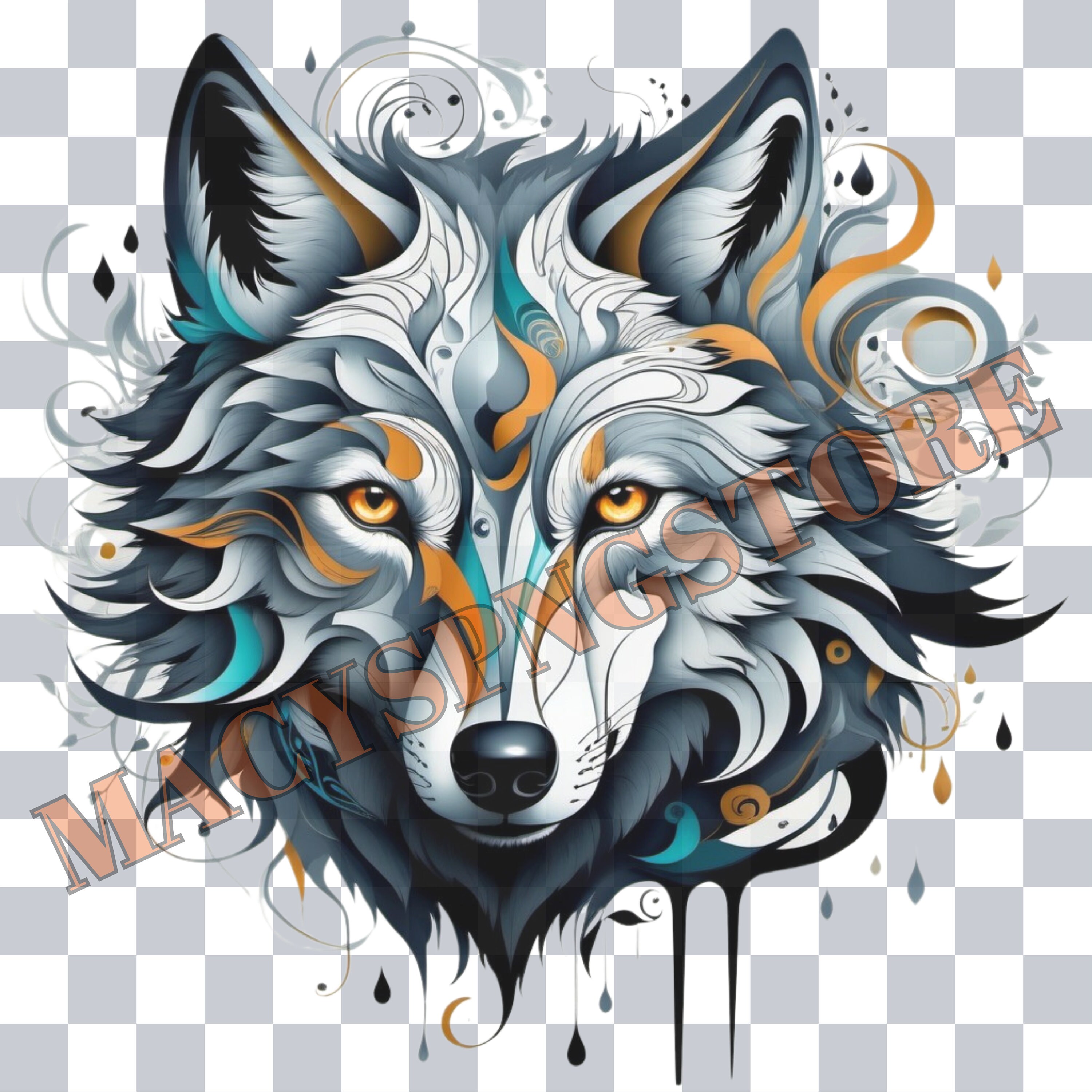 Wolf With Colors PNG, Colorful Animal SVG,JPG - Etsy