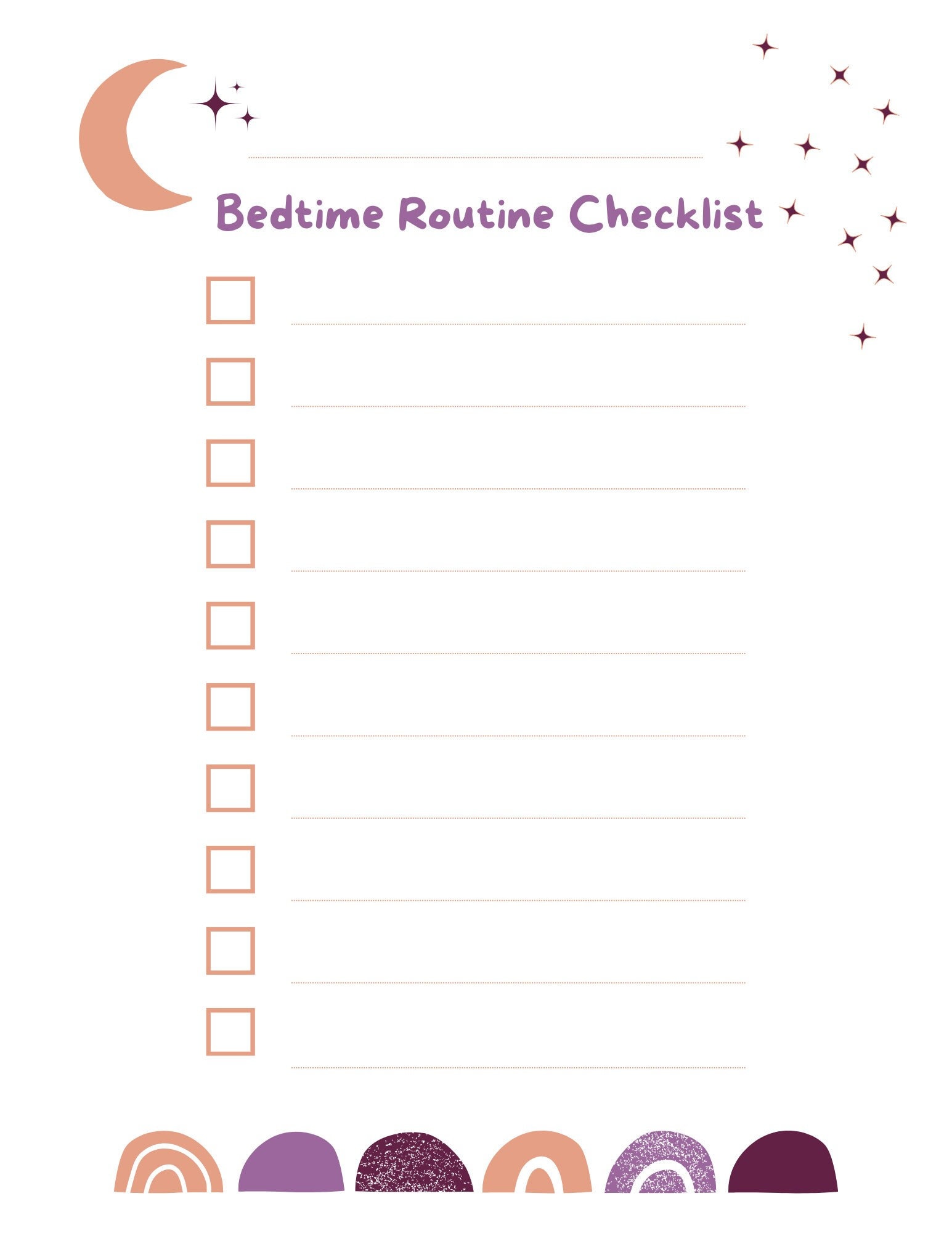 Printable Bedtime Routine Checklist Girl - Etsy
