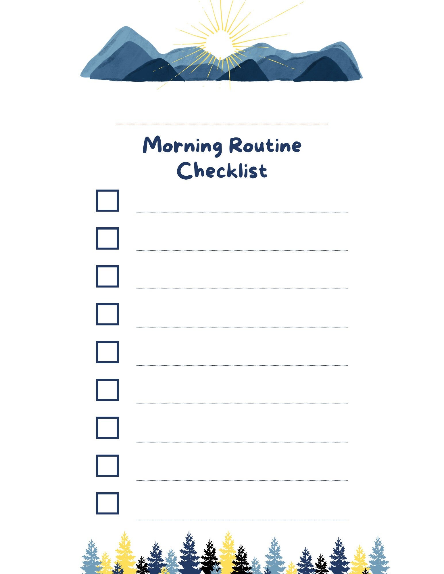 Printable Morning Routine Checklist Blues - Etsy