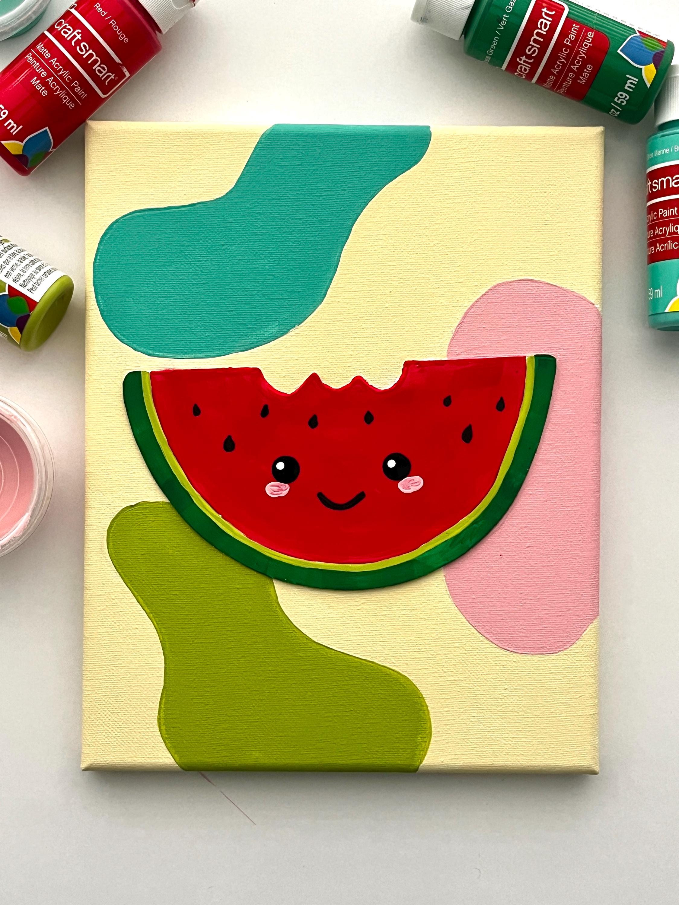 Kawaii Watermelon Canvas Painting | 3D Embossed Summer Wall Art - Etsy