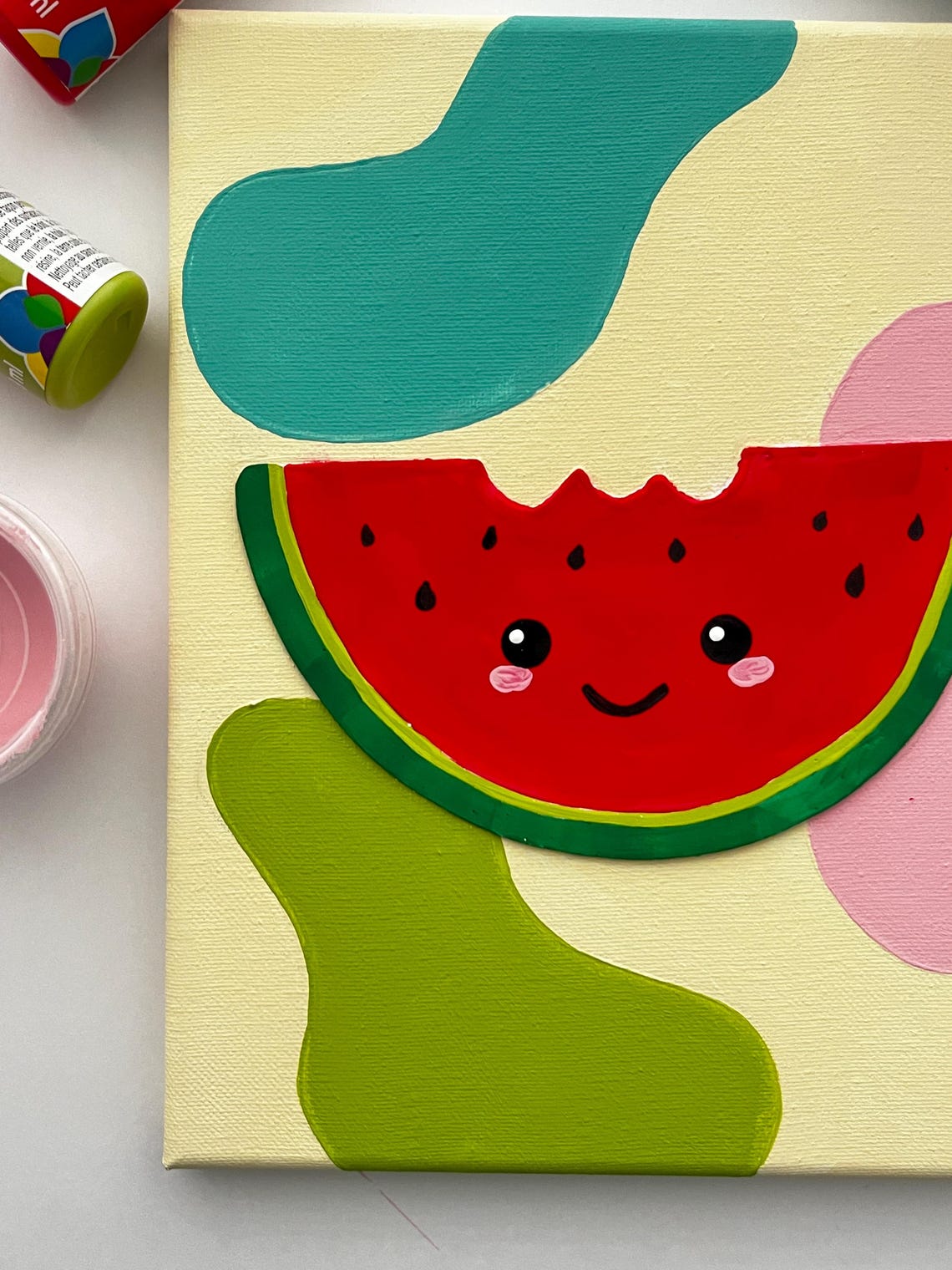 Kawaii Watermelon Canvas Painting | 3D Embossed Summer Wall Art - Etsy