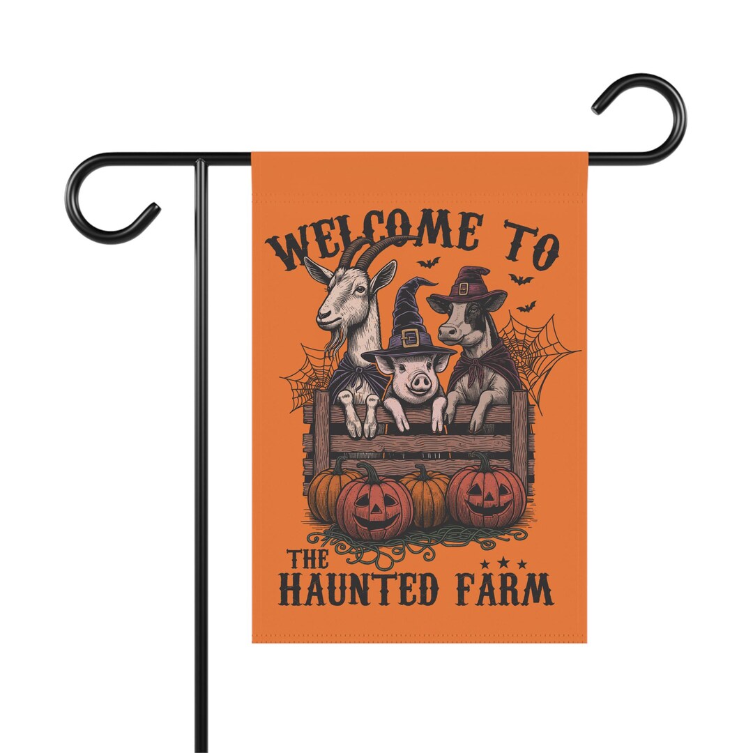 Halloween Banner, Haunted Farm Sign, Garden Decor, House Decoration ...