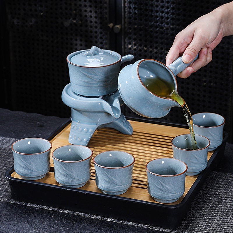Ceramic Automatic Tea Set Semi-automatic Teapot Creative Stone Ground ...