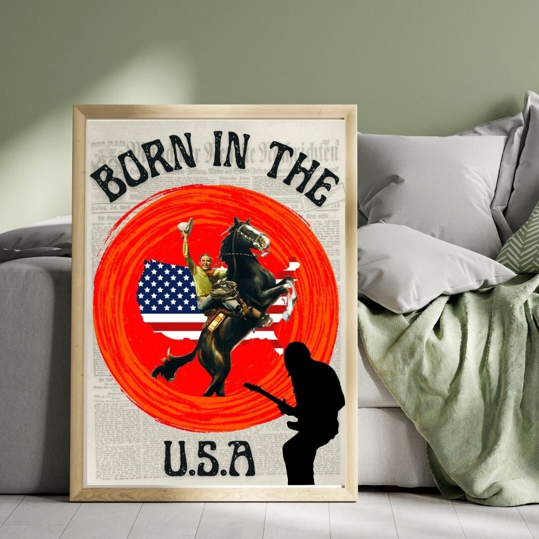 Bruce Springsteen Poster Gift for Him Born in the USA Wall Art Gift for ...