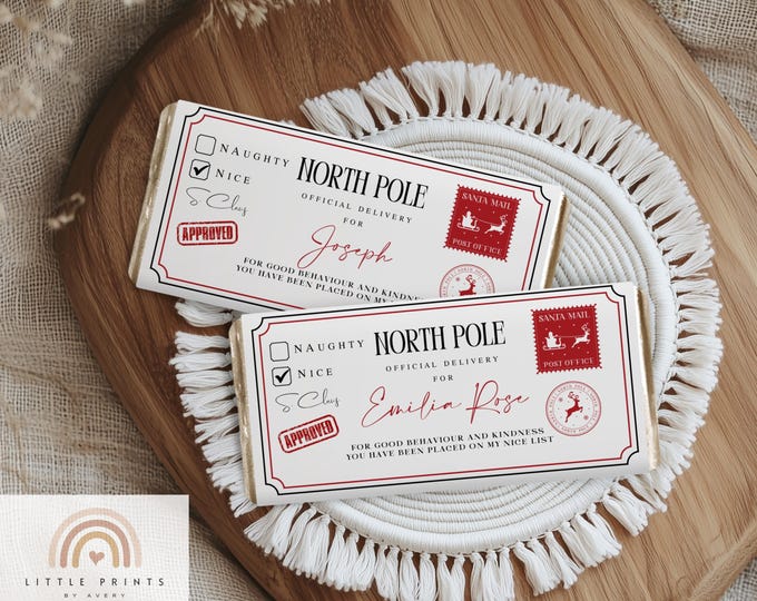 Personalised Chocolate Bar Wrapper, Santa's Nice List Christmas ...