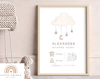 New Baby Personalised Print, Birth Details Gift, Keepsake Print, Gift ...
