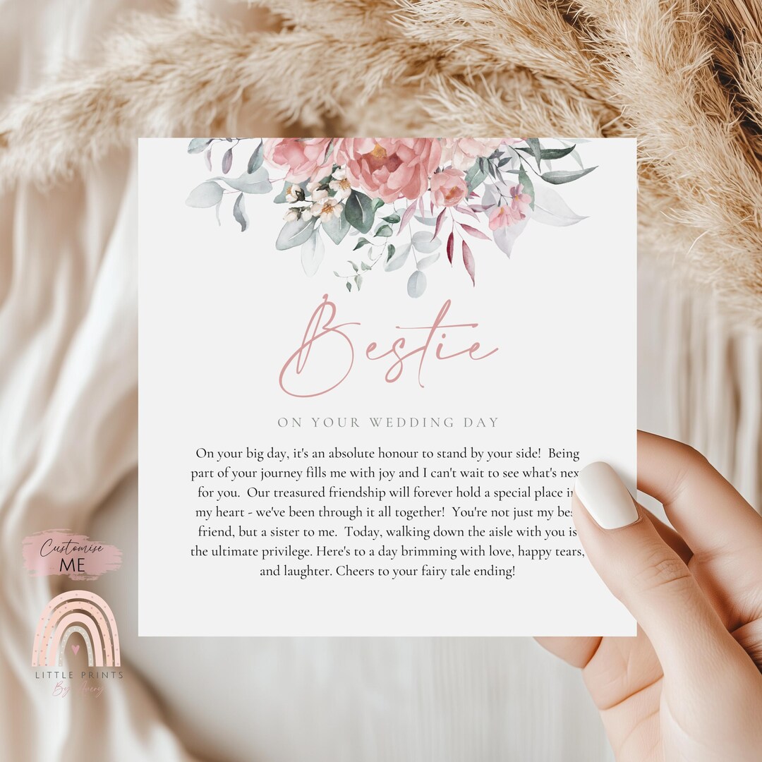 Wedding Card for My Best Friend on Her Wedding Day, Wedding Poem for ...