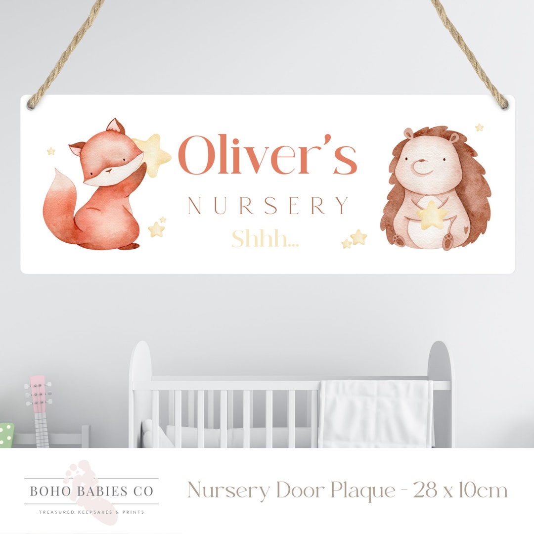 Personalised Nursery Room Sign With Childs Name, Woodland Nursery Decor ...