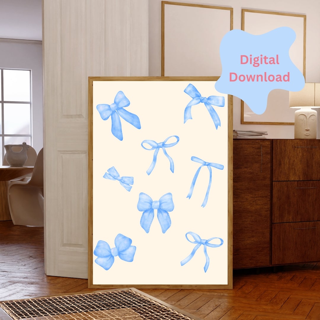 Coquette Room Decor, Aesthetic Blue Coquette Print, Art Poster ...