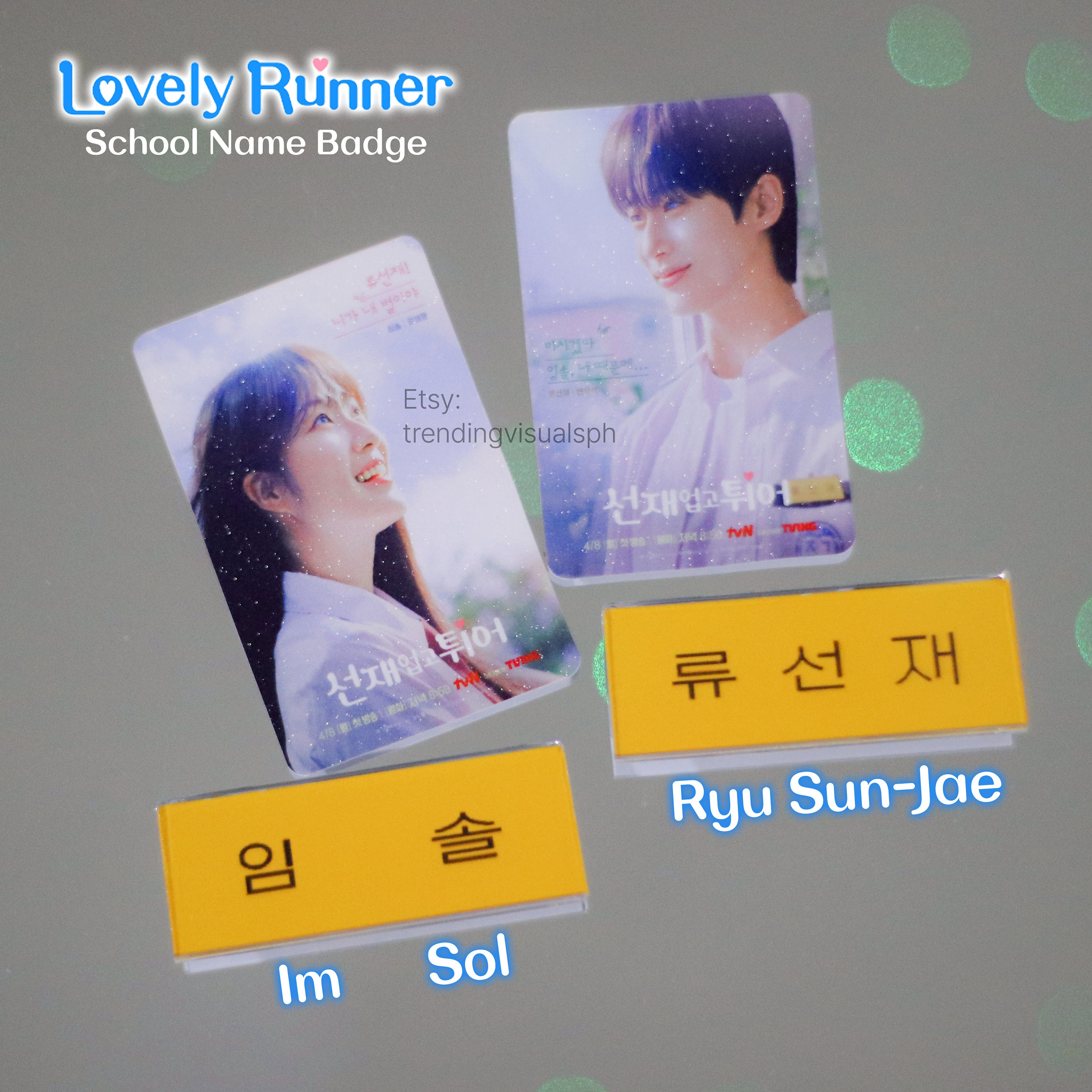 Lovely Runner Kdrama Name ID Pin With FREE Glittered Photocards Kpop ...