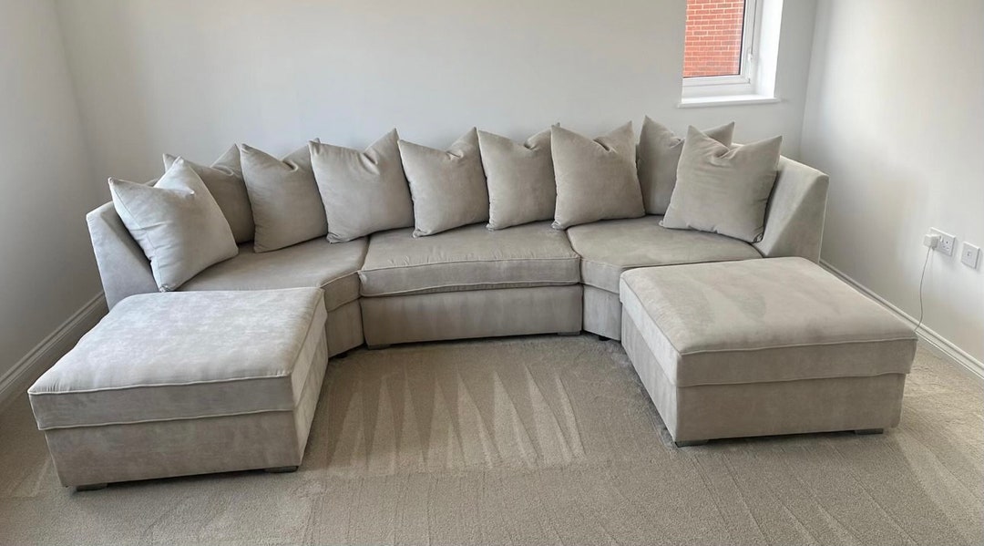 U Shape Sofa Cream Truffle Corner L Couch Sofa Scatter Fixedback New ...