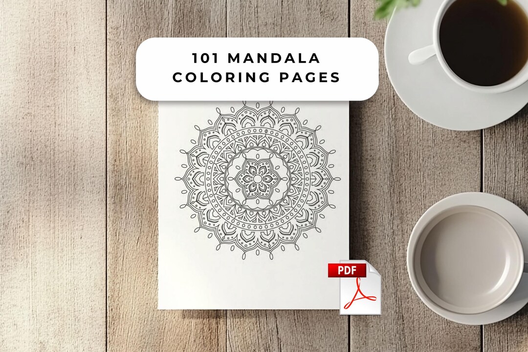 101 Mandala Coloring Pages, Mandala Adult Digital Coloring Book ...