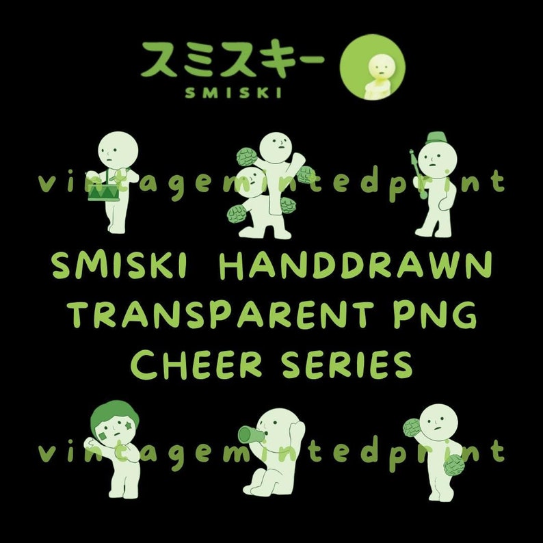 Cute Smiski Digital Clipart Stickers | Cheer Series | Line Art Cartoon ...
