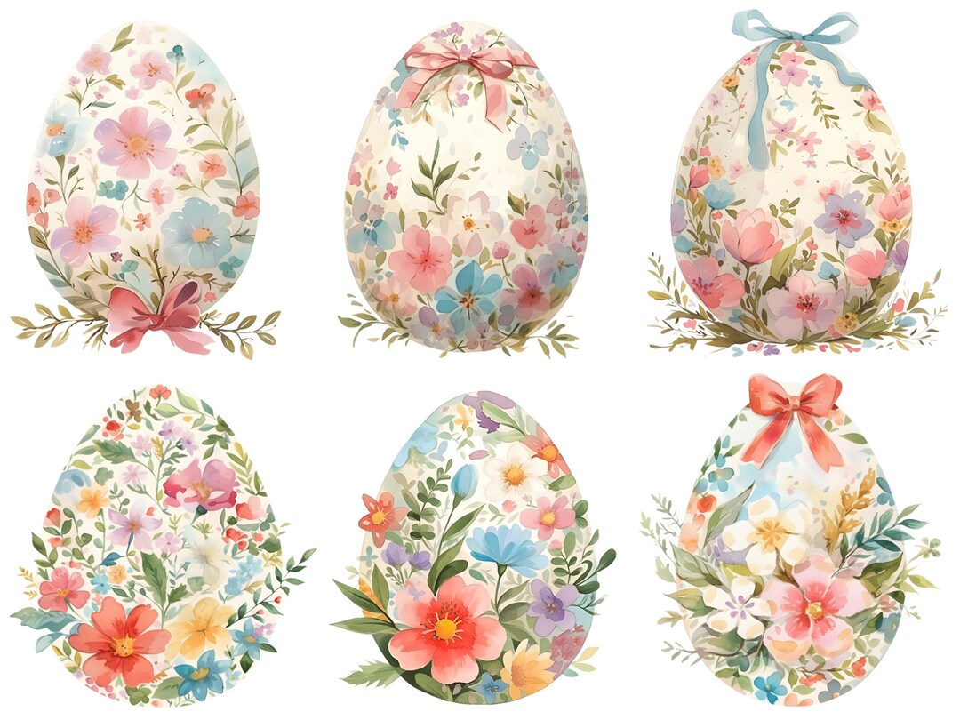 Clipart Easter Bunny Egg Spring Watercolour Flower Digital Download ...