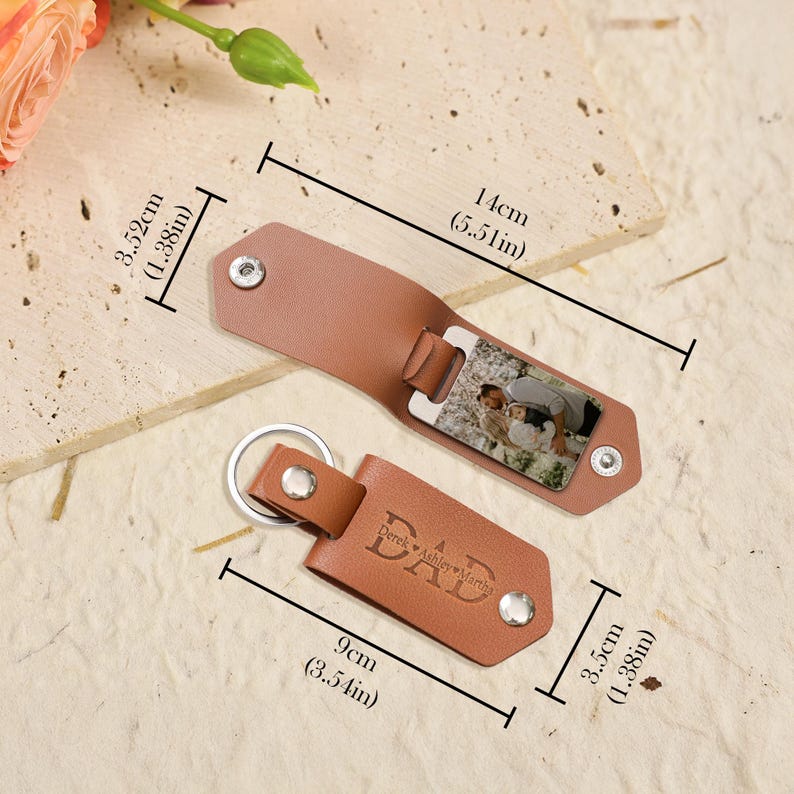Custom Leather Keychain With Photo, Personalized Keychain for Him, Car ...