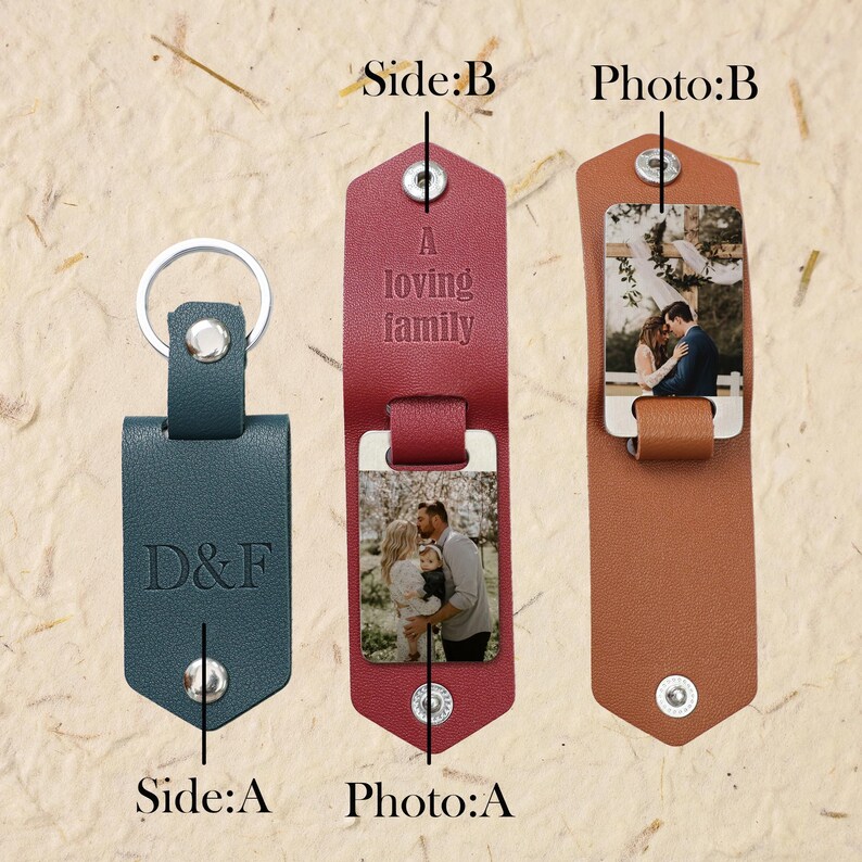 Custom Leather Keychain With Photo, Personalized Keychain for Him, Car ...