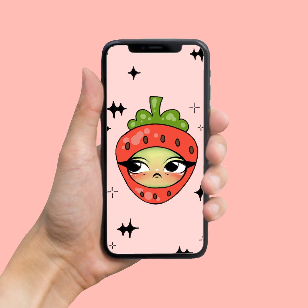 Strawberry Gal Lockscreen / Phone Background - Etsy